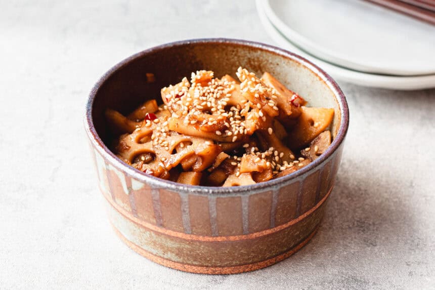 Japanese Stir-fried Lotus Root Recipe (Kinpira Renkon) - Chef JA Cooks