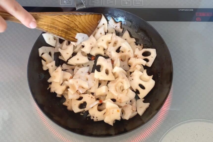Japanese Stir-fried Lotus Root Recipe (Kinpira Renkon) - Chef JA Cooks