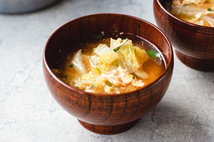 Japanese Egg Miso Soup Recipe (Vegetarian) - Chef JA Cooks