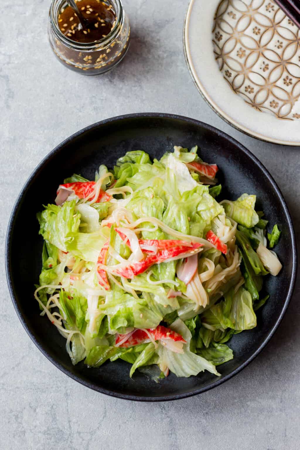 Lettuce and Kanikama Salad with Sesame Dressing - Chef JA Cooks