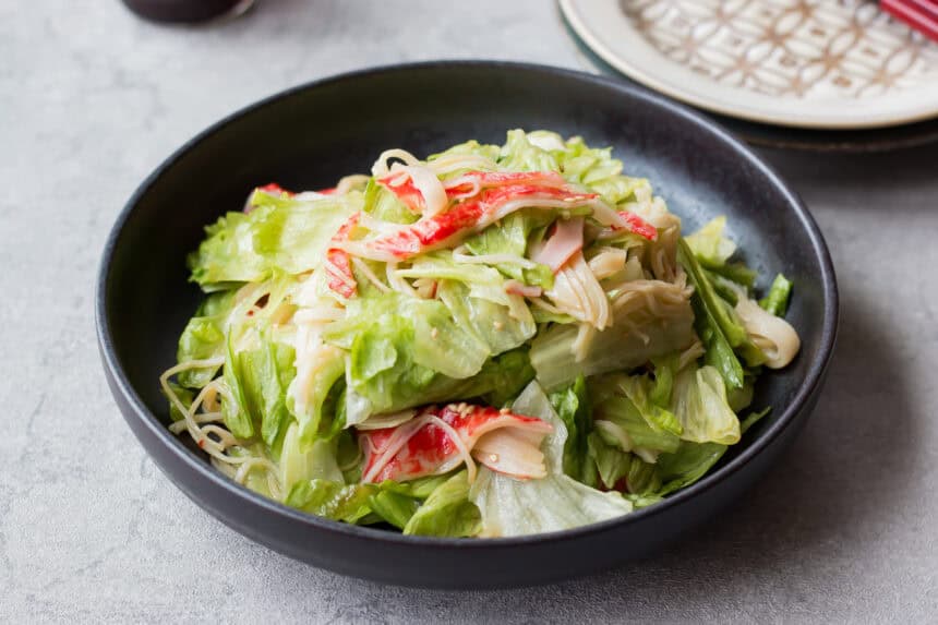 Lettuce and Kanikama Salad with Sesame Dressing - Chef JA Cooks