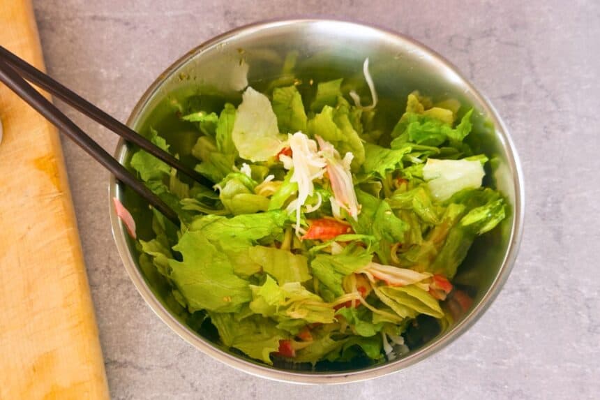 Lettuce and Kanikama Salad with Sesame Dressing - Chef JA Cooks